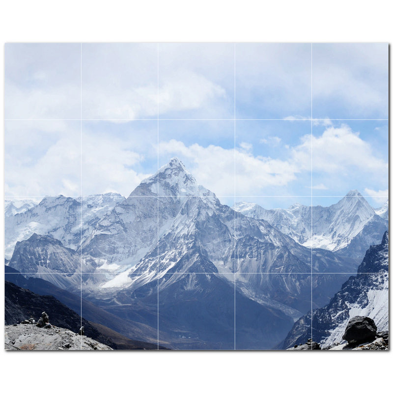 Picture-Tiles.com Mountains Photo 8'' x 8'' Satin Ceramic Decorative Mural | Wayfair